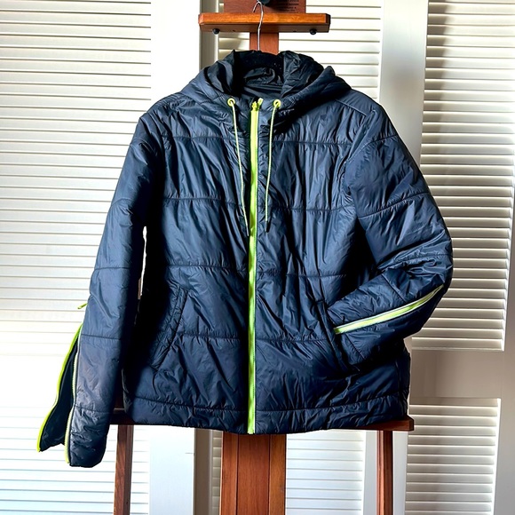 Puma | Jackets & Coats | Puma Gray Fluorescent Zipped Hooded Puffer ...